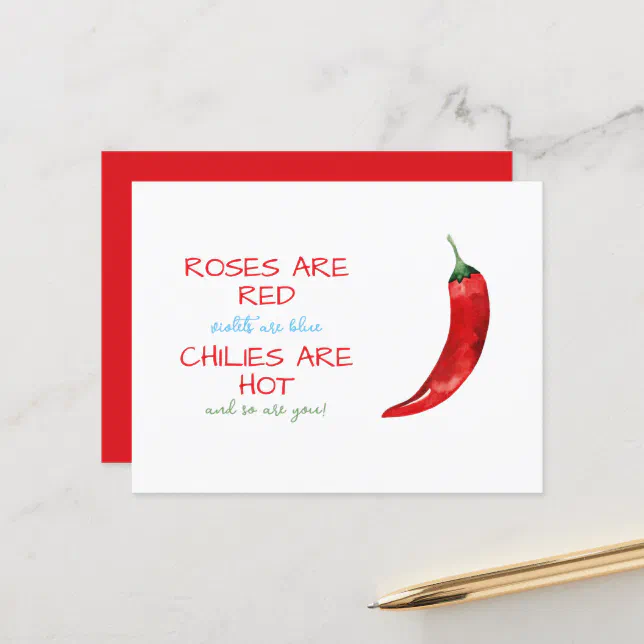 Funny Roses are Red Chili Poem Valentine's Day Postcard | Zazzle