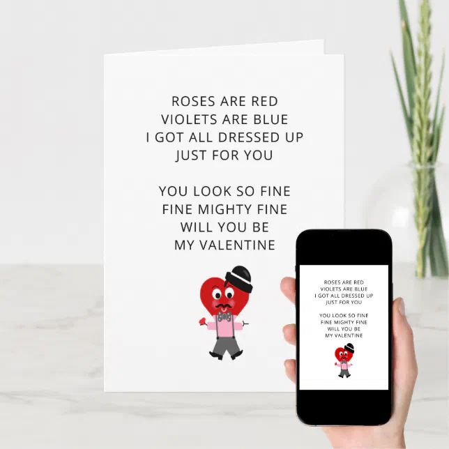 Funny Roses Are Red Poem Valentines Day Girlfriend Holiday Card | Zazzle