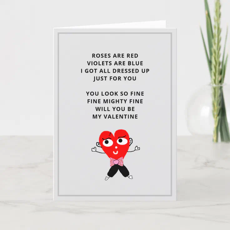 Funny Roses Are Red Poem Valentines Day Holiday Card | Zazzle
