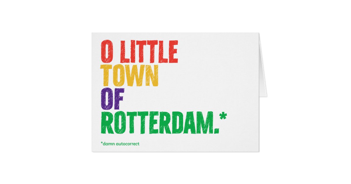Funny “Rotterdam” Autocorrect Christmas Card | Zazzle