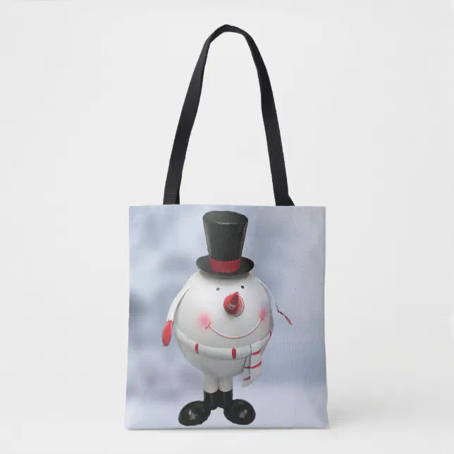 Funny Round Snowman Christmas Tote Bag | Zazzle