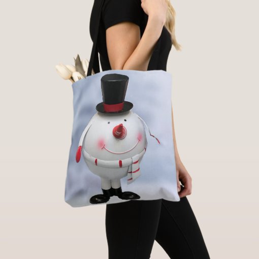 Funny Round Snowman Christmas Tote Bag | Zazzle