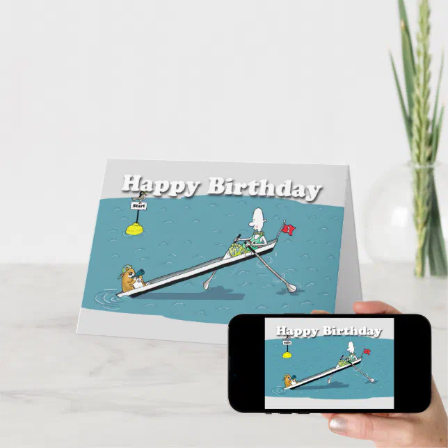 funny rowing card Birthday, fat cat and duncan | Zazzle