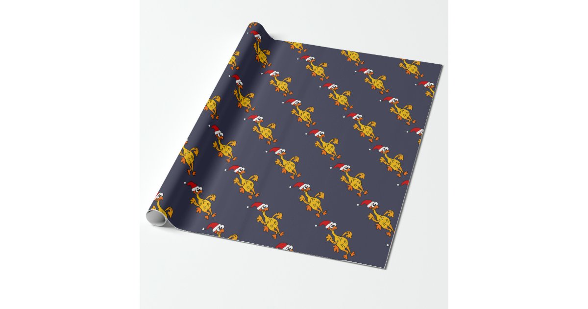 Funny Rubber Chicken Christmas Cartoon Wrapping Paper | Zazzle