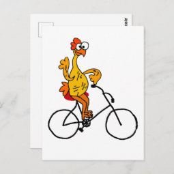 Funny Rubber Chicken Riding Bicycle Postcard | Zazzle