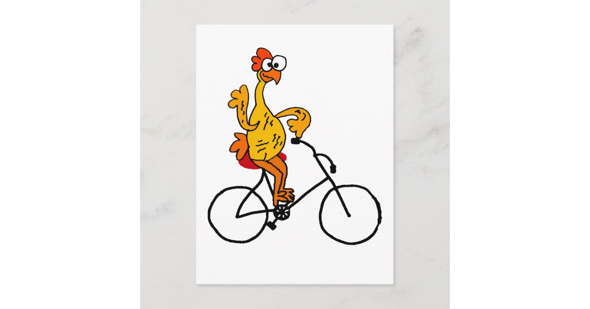 Funny Rubber Chicken Riding Bicycle Postcard | Zazzle