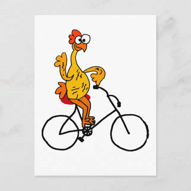 Funny Rubber Chicken Riding Bicycle Postcard | Zazzle