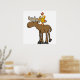 Funny Rubber Chicken Riding Moose Cartoon Poster | Zazzle