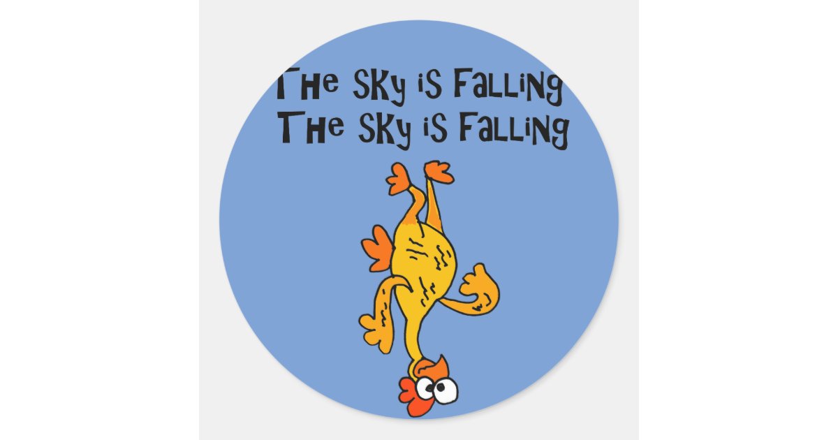 Funny Rubber Chicken Sky is Falling Cartoon Classic Round Sticker | Zazzle