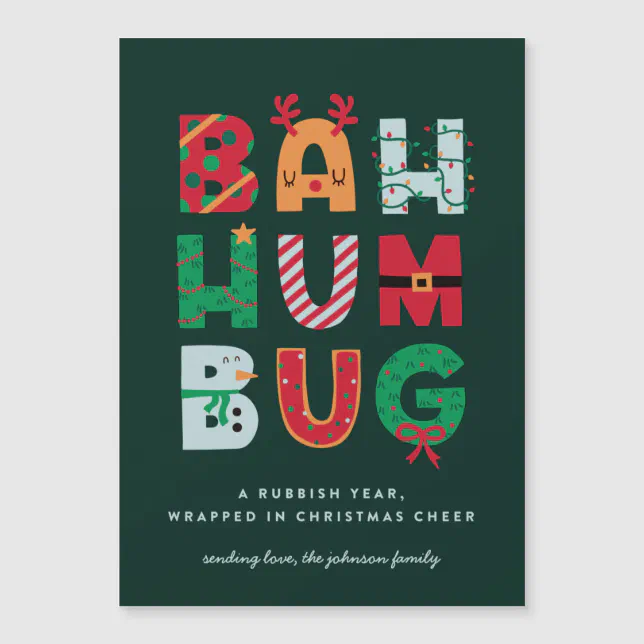 Funny Rubbish Bah Humbug Holiday Card | Zazzle