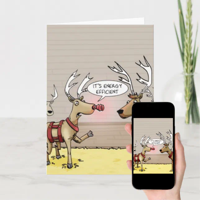 Funny Rudolf Energy Efficient Light Bulb Card | Zazzle