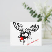 Funny Rudolf the Christmas Reindeer cracked wall Holiday Postcard | Zazzle