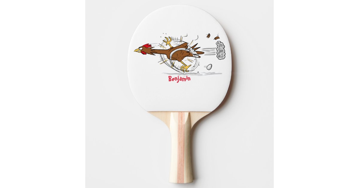 Funny running cool chicken cartoon illustration ping pong paddle | Zazzle