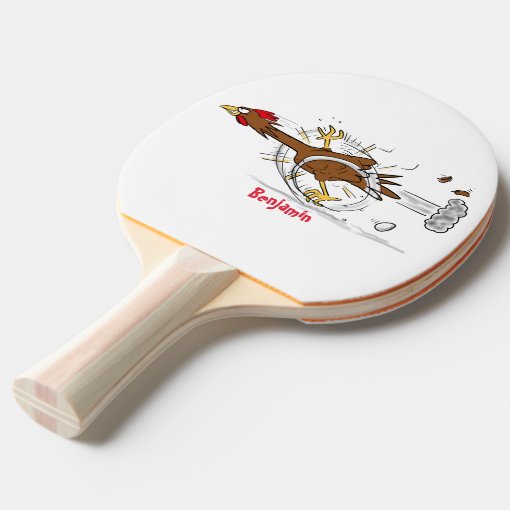 Funny running cool chicken cartoon illustration ping pong paddle | Zazzle