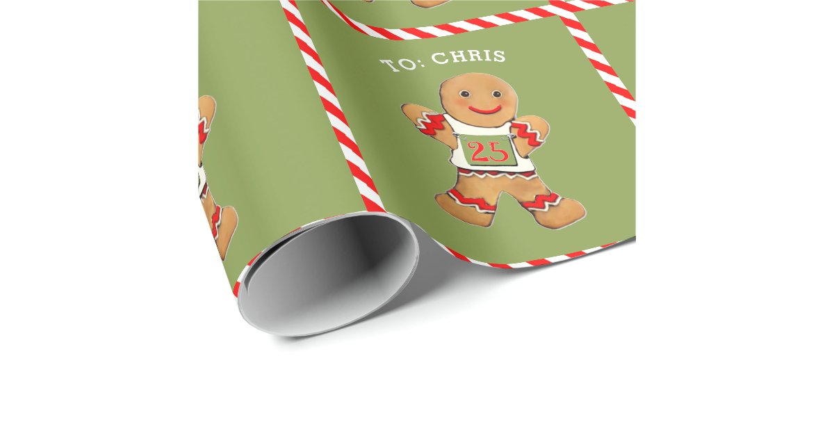 Funny Running Gingerbread Christmas Wrapping Paper | Zazzle