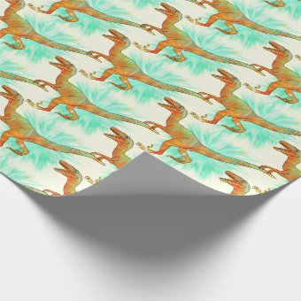 Funny Running Velociraptor Jurassic Dinosaur Art Wrapping Paper | Zazzle