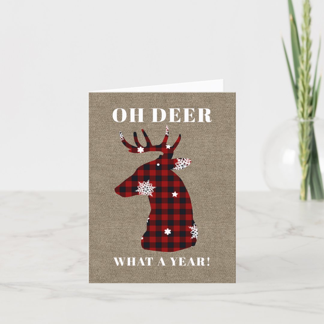 Funny Rustic Oh Deer Holiday Card | Zazzle