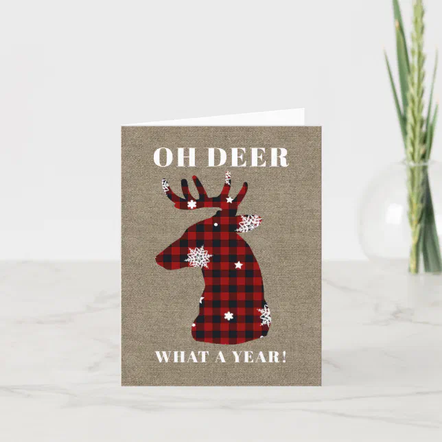 Funny Rustic Oh Deer Holiday Card | Zazzle