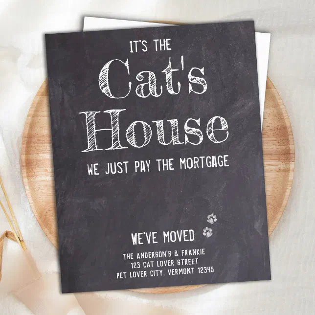 Funny Rustic We've Moved Cat Pet Moving Announcement Postcard | Zazzle