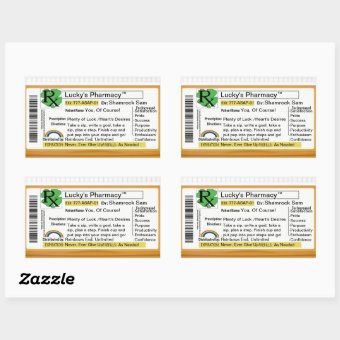Funny RX Lucky's Pharmacy Rectangular Sticker | Zazzle