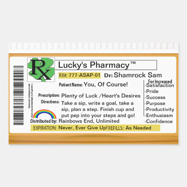 Funny RX Lucky's Pharmacy Rectangular Sticker | Zazzle