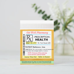 Funny RX Prescription for Health Postcard | Zazzle