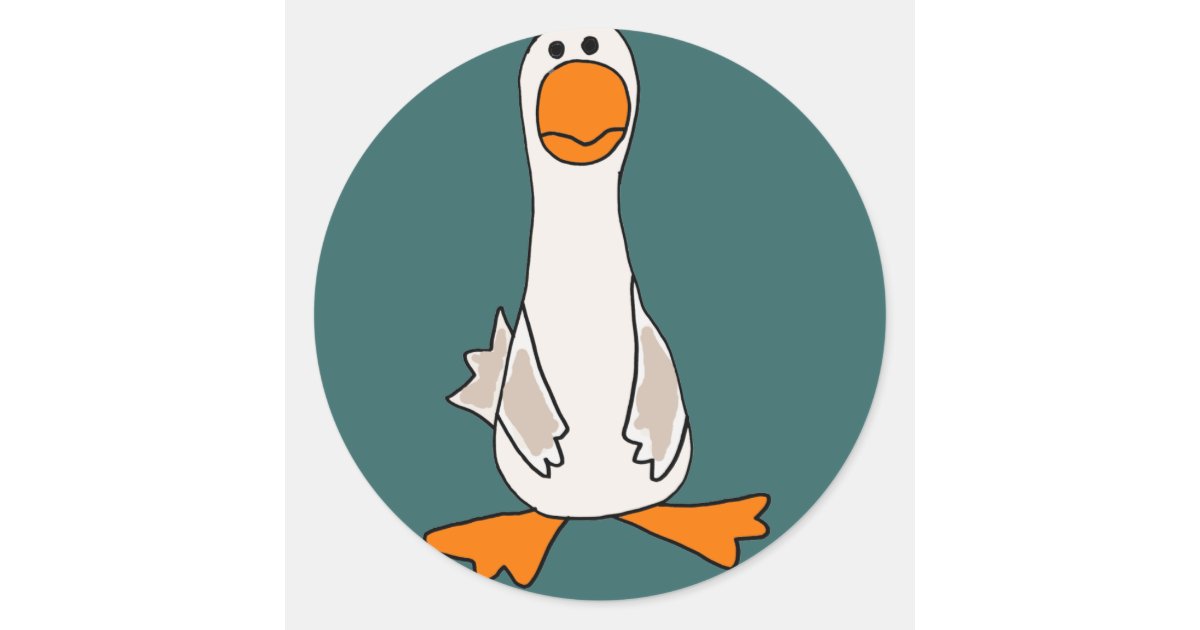 Funny Sad Goose Cartoon Classic Round Sticker | Zazzle