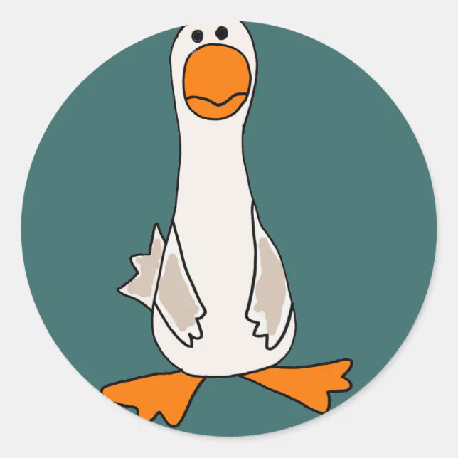 Funny Sad Goose Cartoon Classic Round Sticker | Zazzle