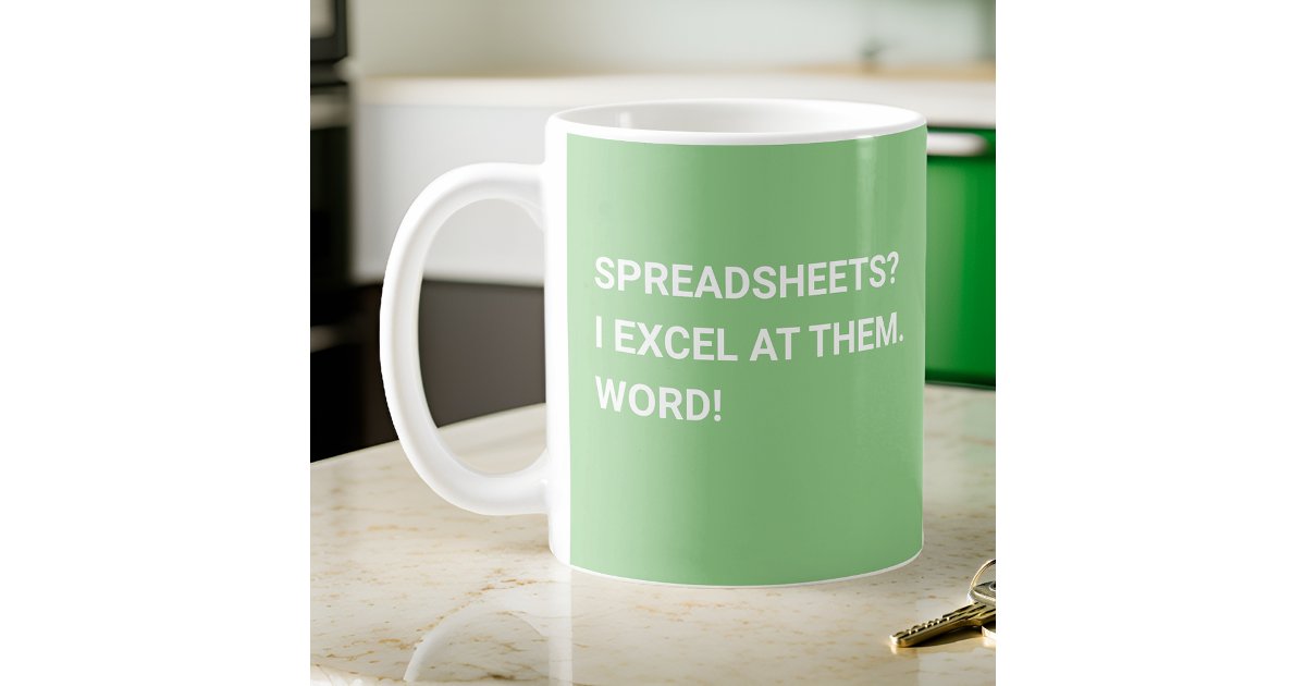 Funny Sage Green Spreadsheet Coffee Mug | Zazzle