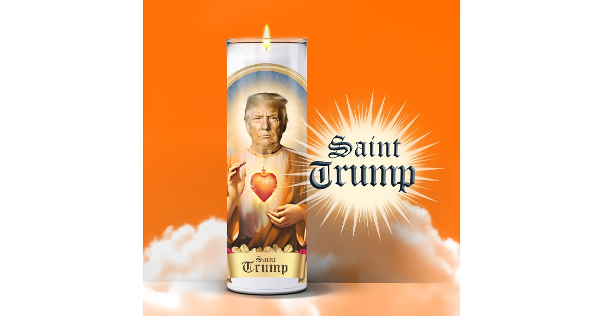 Funny Saint Trump Prayer Candle Sticker | Zazzle