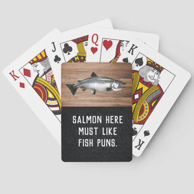 Funny Salmon Fishing Pun Joke Men Poker Cards | Zazzle