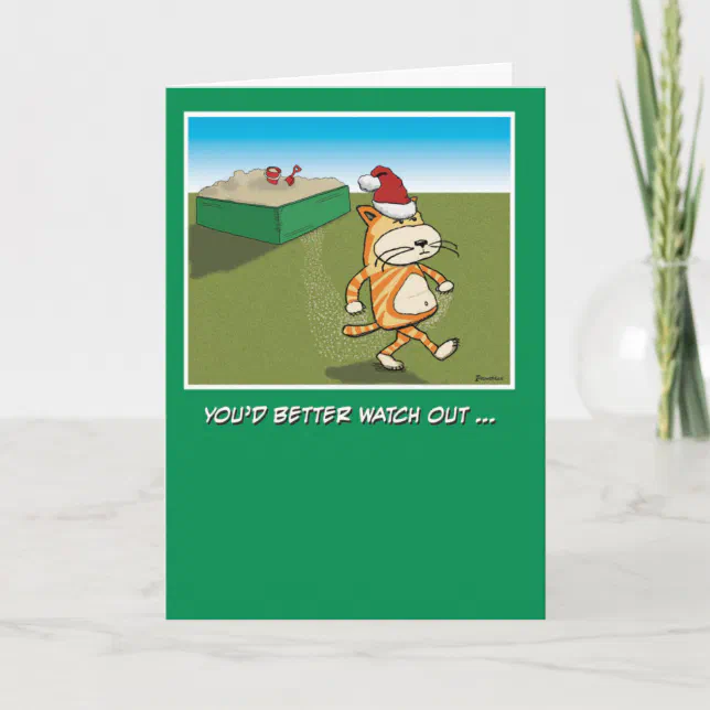 Funny Sandy Claws Cat Christmas Holiday Card | Zazzle