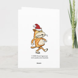 Funny Sandy Claws Cat Christmas Holiday Card | Zazzle