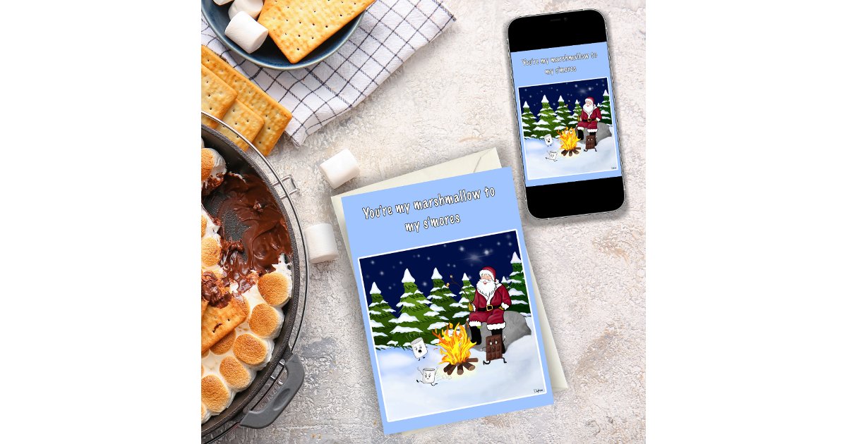 Funny Santa And S'mores Christmas Card | Zazzle
