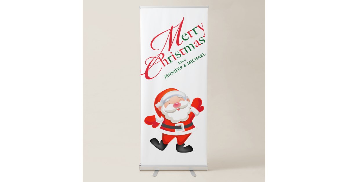 Funny Santa Backdrop Merry Christmas Retractable Banner | Zazzle