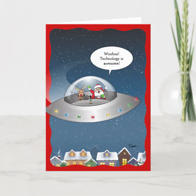 Funny Santa Claus Alien Christmas Holiday Card | Zazzle