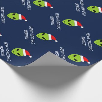 Funny Santa Claus alien Christmas wrapping paper | Zazzle