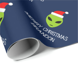 Funny Santa Claus alien Christmas wrapping paper | Zazzle