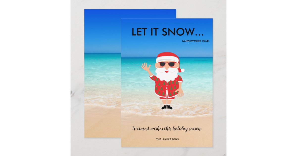 Funny Santa Claus Beach Tropical Florida Christmas Holiday Card | Zazzle