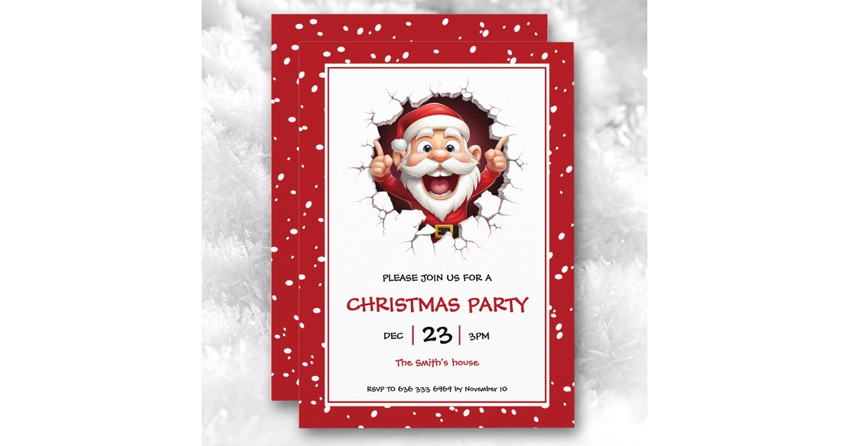 Funny Santa Claus Christmas Party Invitation | Zazzle
