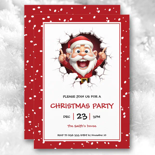 Funny Santa Claus Christmas Party Invitation | Zazzle