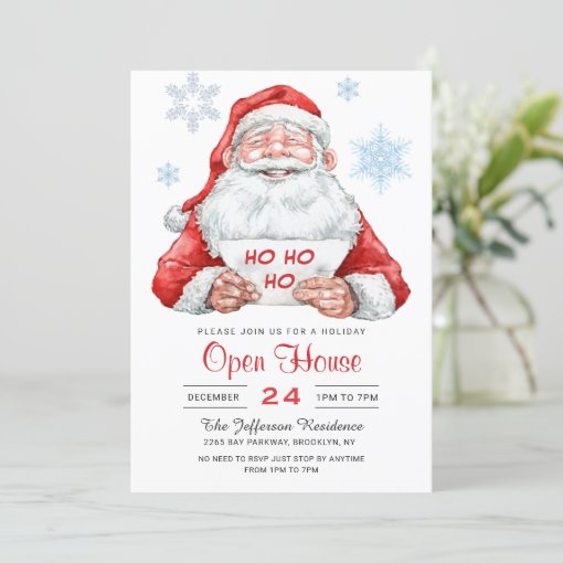 Funny Santa Claus Holiday Christmas Open House Invitation | Zazzle