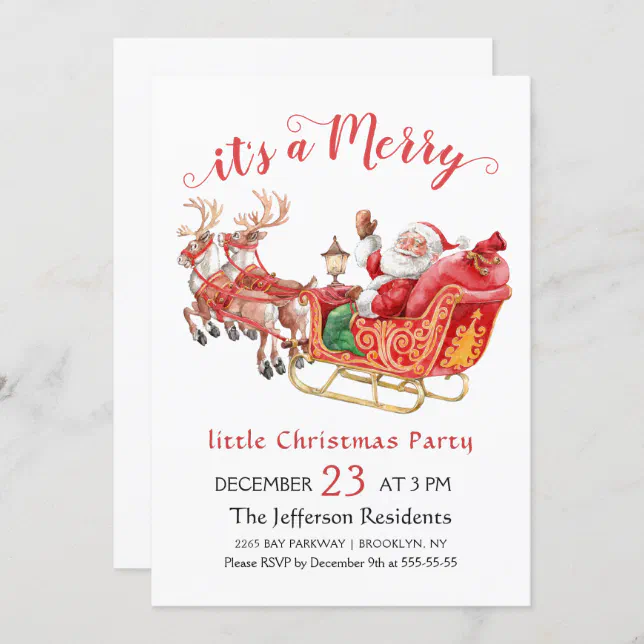 Funny Santa Claus Merry Christmas Little Party Invitation | Zazzle