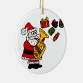 Funny Santa Claus Playing Tuba Christmas Art Ceramic Ornament | Zazzle