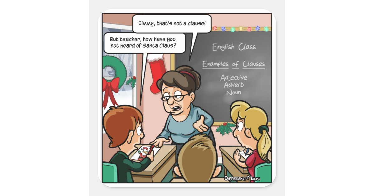 Funny Santa Claus Pun Christmas Square Stickers | Zazzle