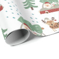 Funny Santa Claus Snowy Forrest Christmas Wrapping Paper | Zazzle