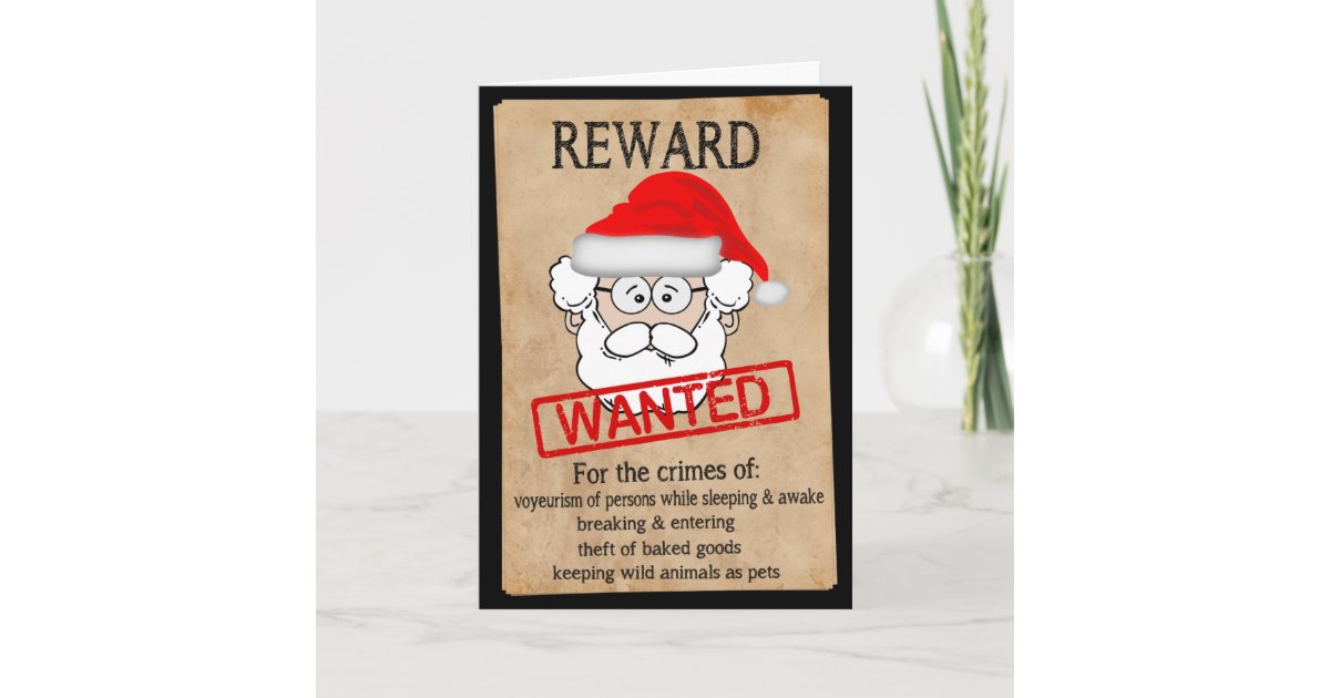 Funny Santa Claus Wanted Poster Holiday Card | Zazzle