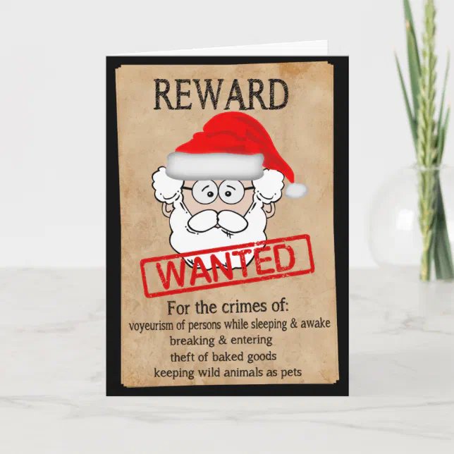 Funny Santa Claus Wanted Poster Holiday Card | Zazzle