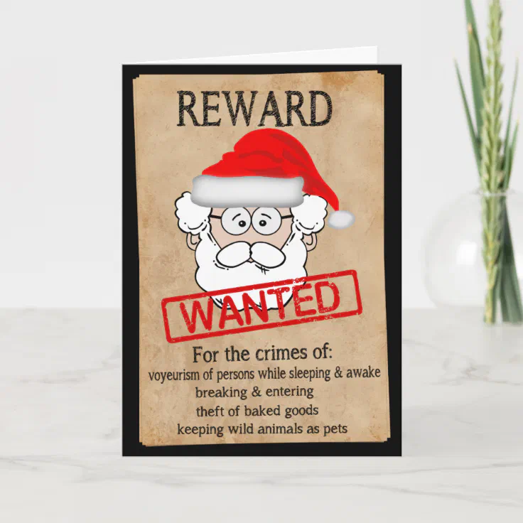 Funny Santa Claus Wanted Poster Holiday Card | Zazzle