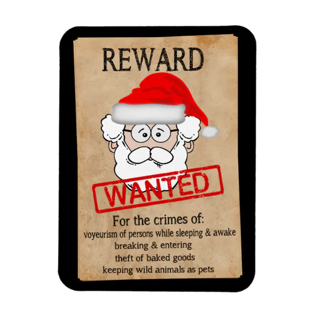Funny Santa Claus Wanted Poster Magnet | Zazzle